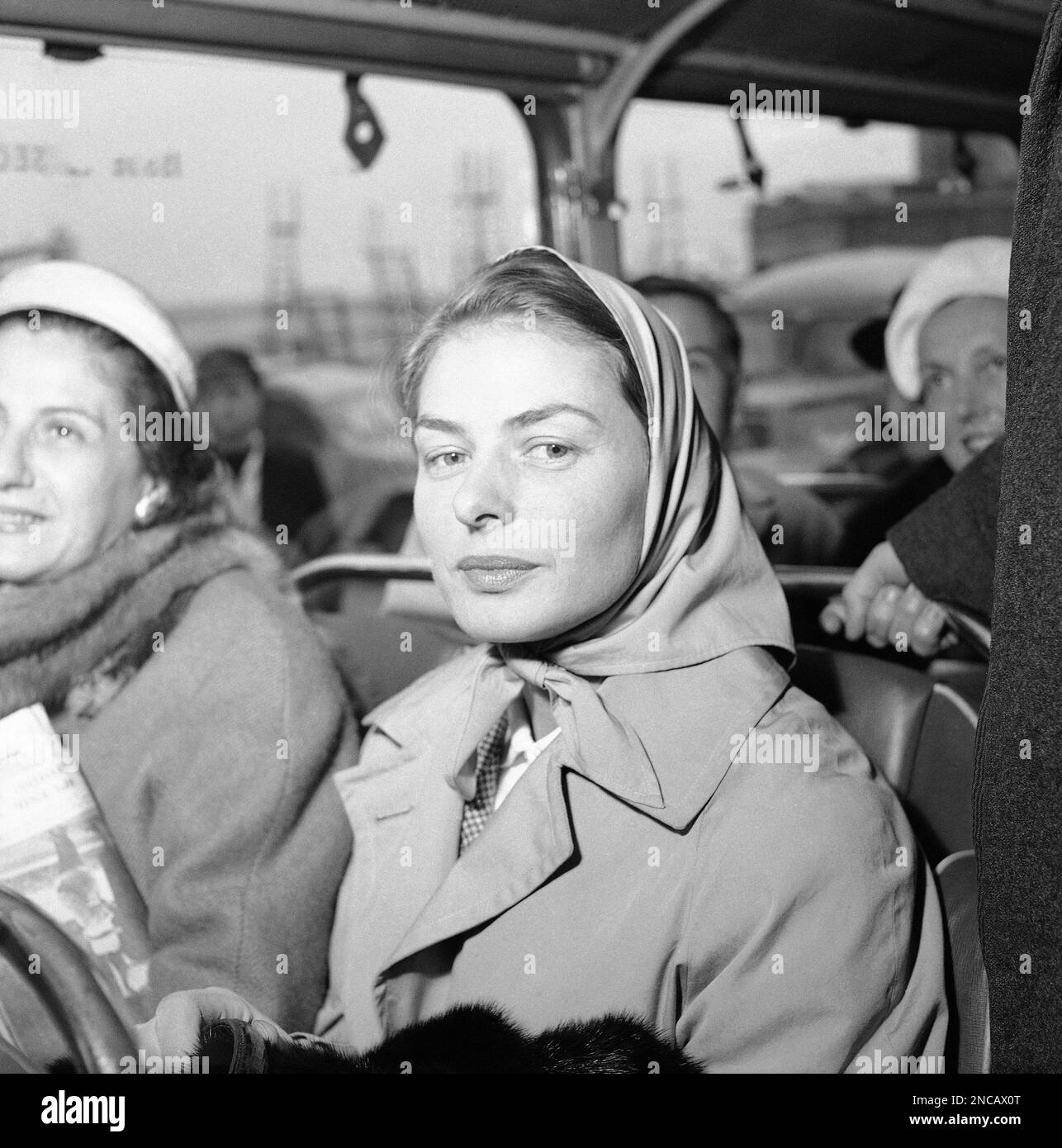 Swedish actress Ingrid Bergman, leaving Paris' Orly Field, after she ...