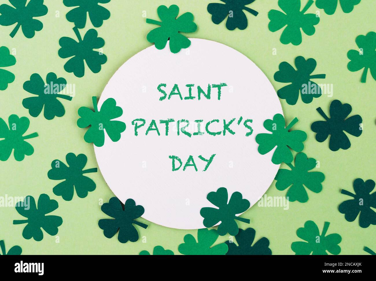 Congratulations on March 17 on a green background with clover Stock ...
