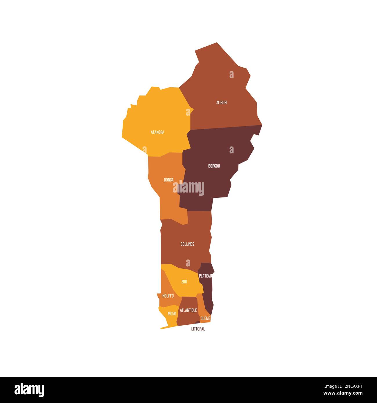 Benin political map of administrative divisions - departments. Flat ...
