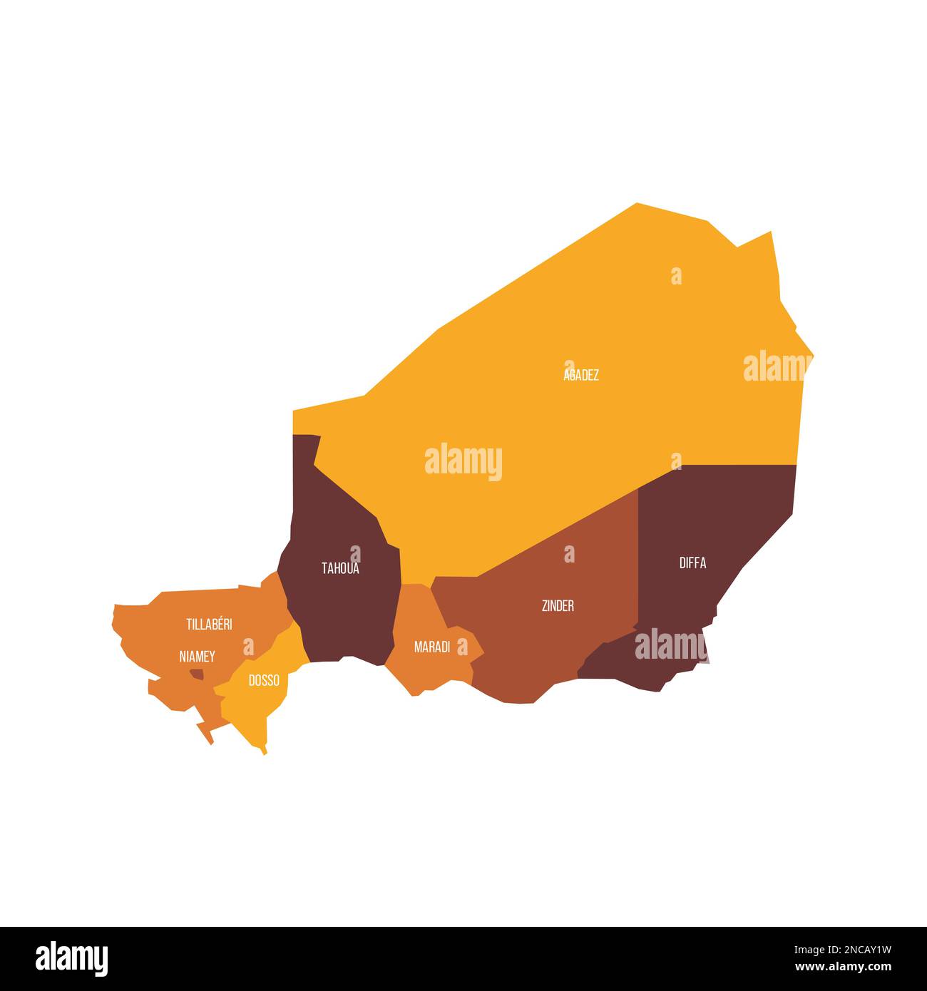Niger political map of administrative divisions - regions and capital ...