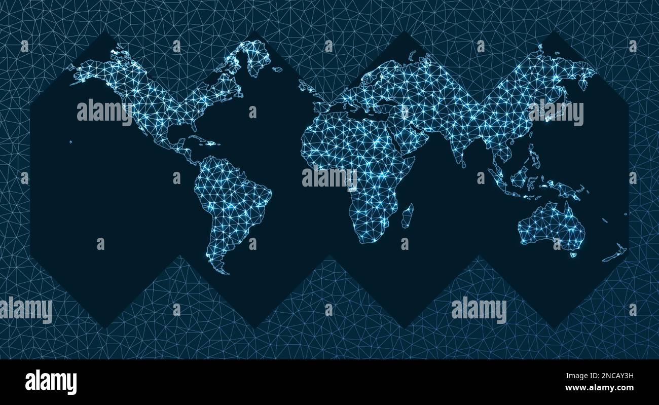 Global Network Concept Healpix Projection World Network Astonishing Connections Map Vector