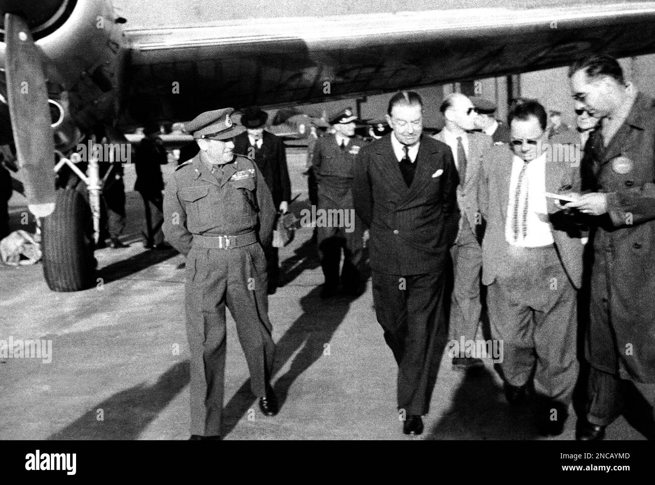 British Defence Minister, Field Marshal Earl Alexander, centre, walks ...
