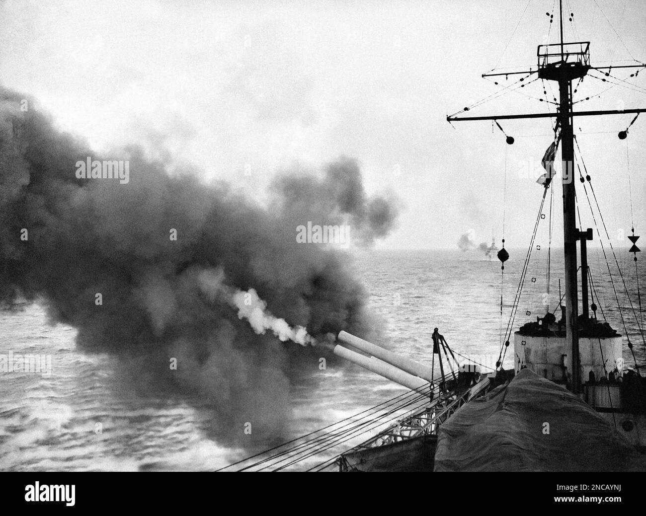Warships of the Mediterranean fleet bombard fort Capuzzo and Barsia ...