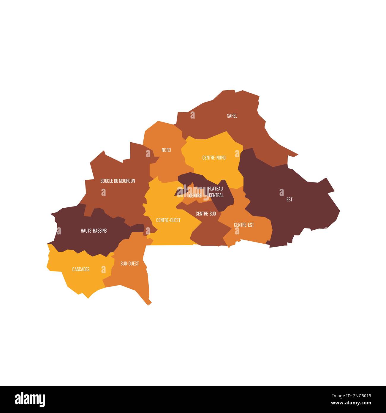 Burkina Faso political map of administrative divisions - regions. Flat ...