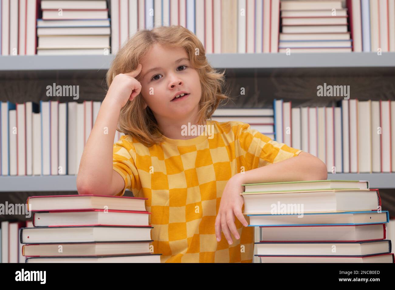 School and education concept. School kid pupil studying in school ...