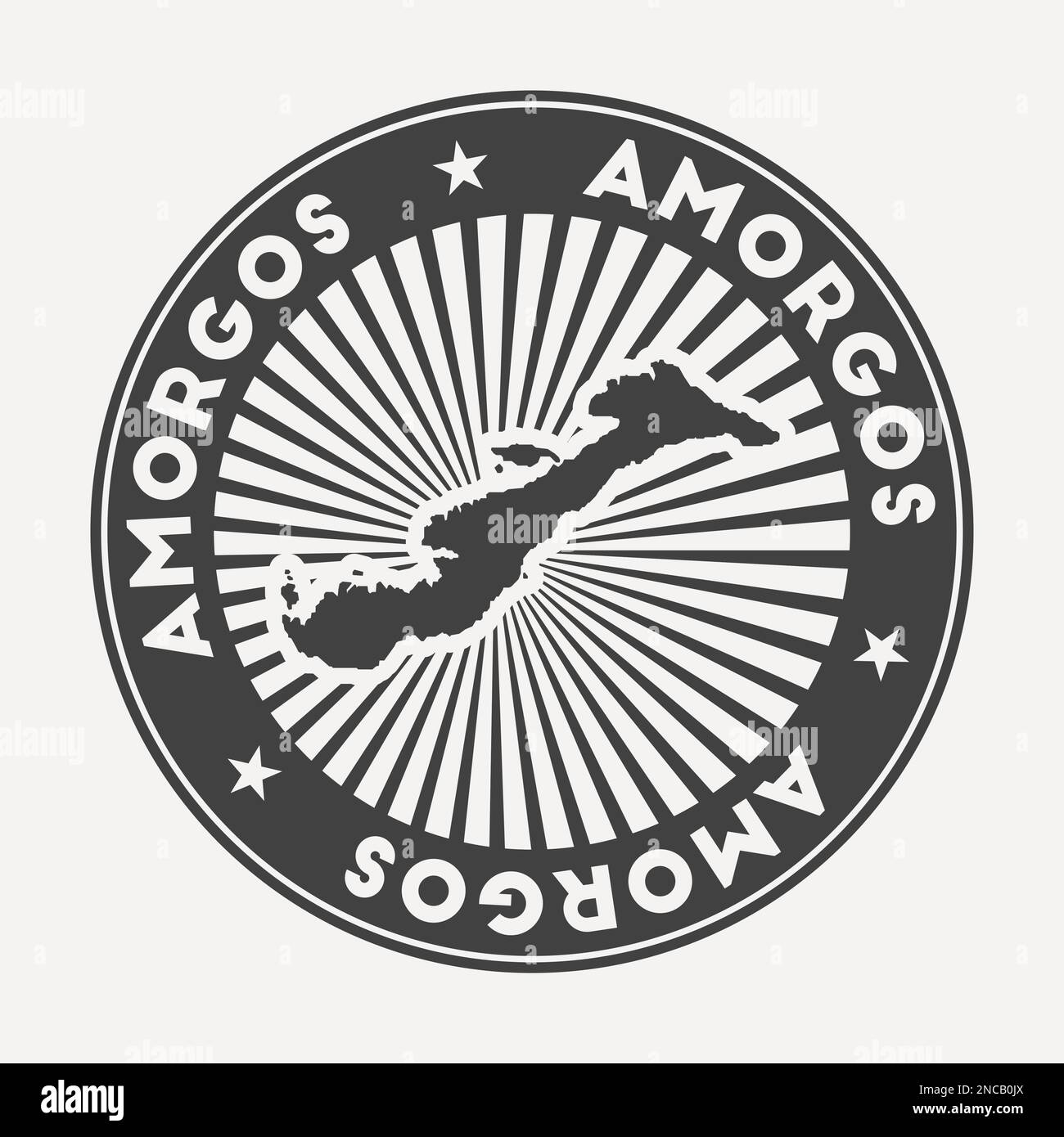Amorgos round logo. Vintage travel badge with the circular name and map ...
