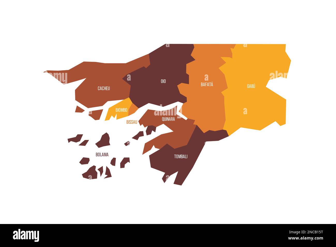Guinea-Bissau political map of administrative divisions - regions and ...