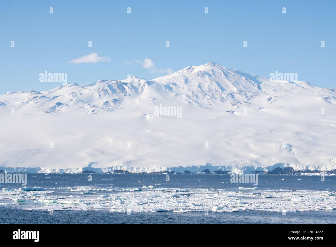 Antarctica, Ross Sea, Ross Island. View of Mount Terror, shield volcano ...