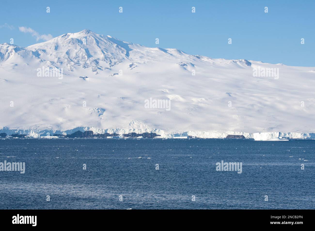Antarctica, Ross Sea, Ross Island. View of Mount Terror, shield volcano ...