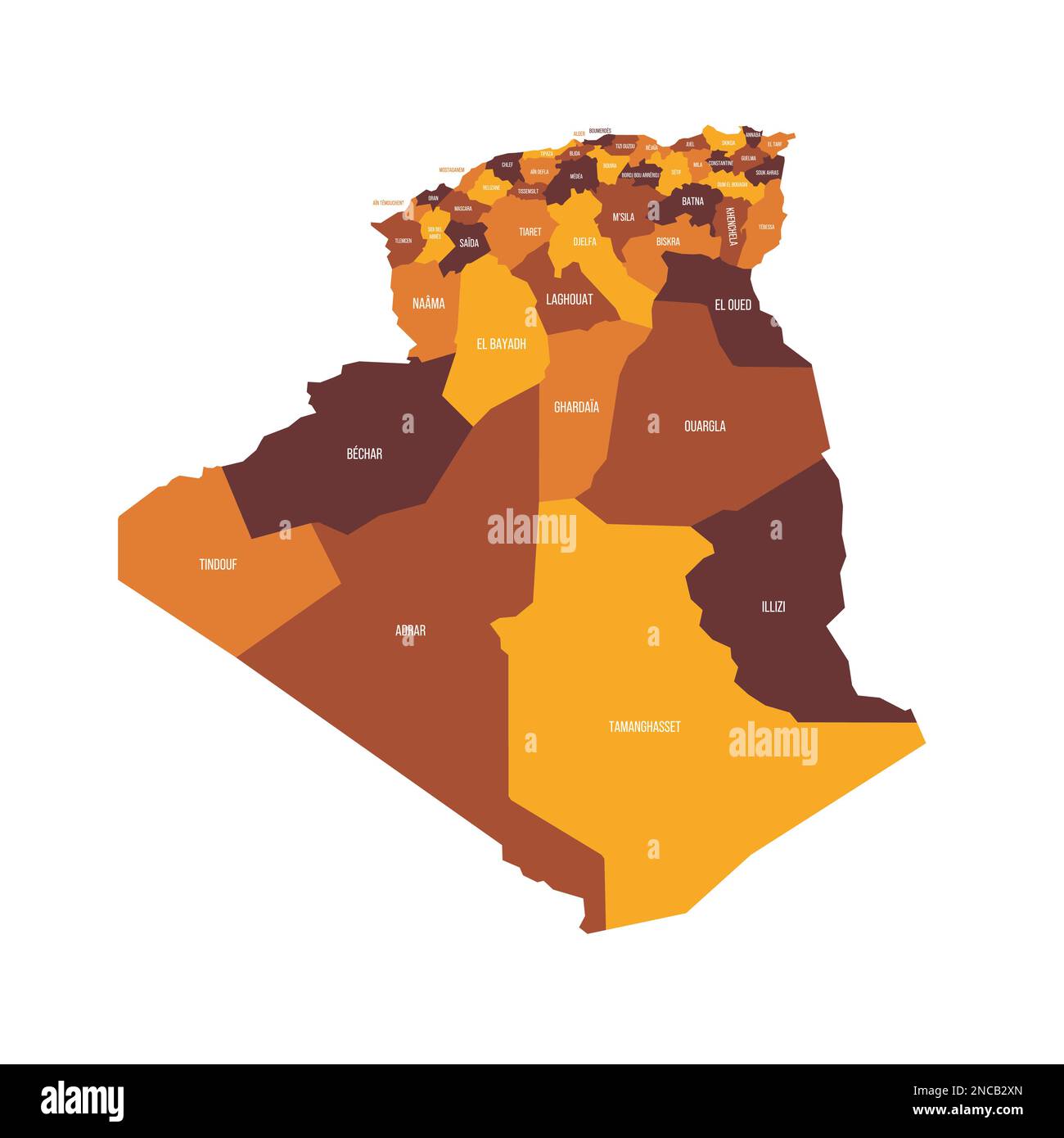 Algeria political map of administrative divisions - provinces. Flat ...