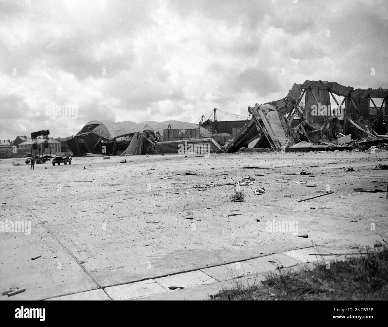 A section of the dock area of the French port city of Cherbourg lies in ...