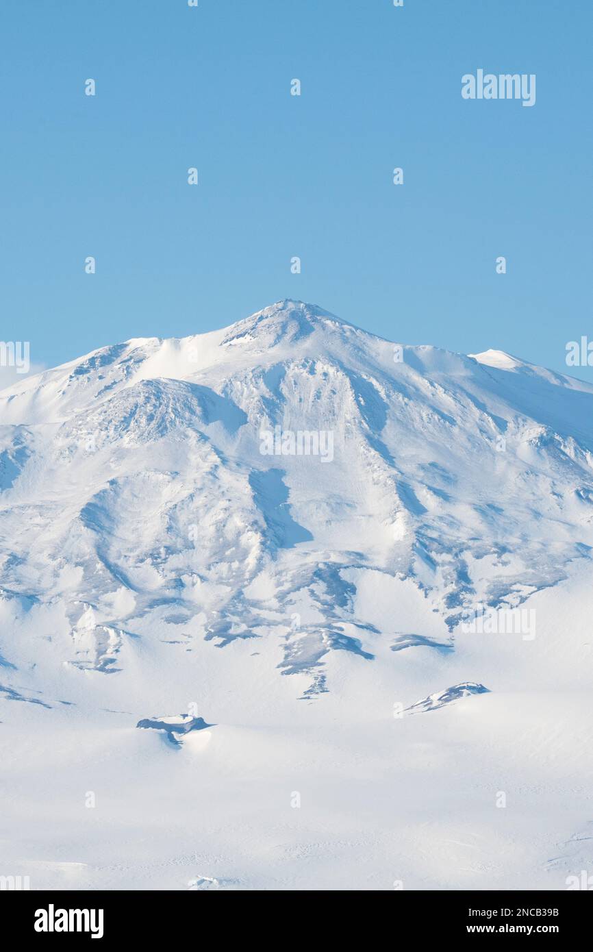 Antarctica, Ross Sea, Ross Island. View of Mount Terror, shield volcano ...