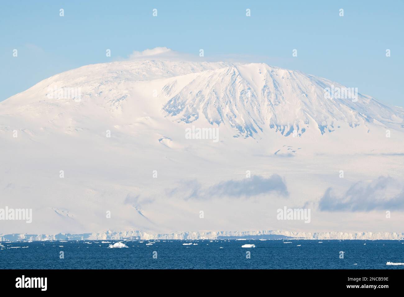 Antarctica, Ross Island. Ross Sea view of Mount Erebus, second-highest ...