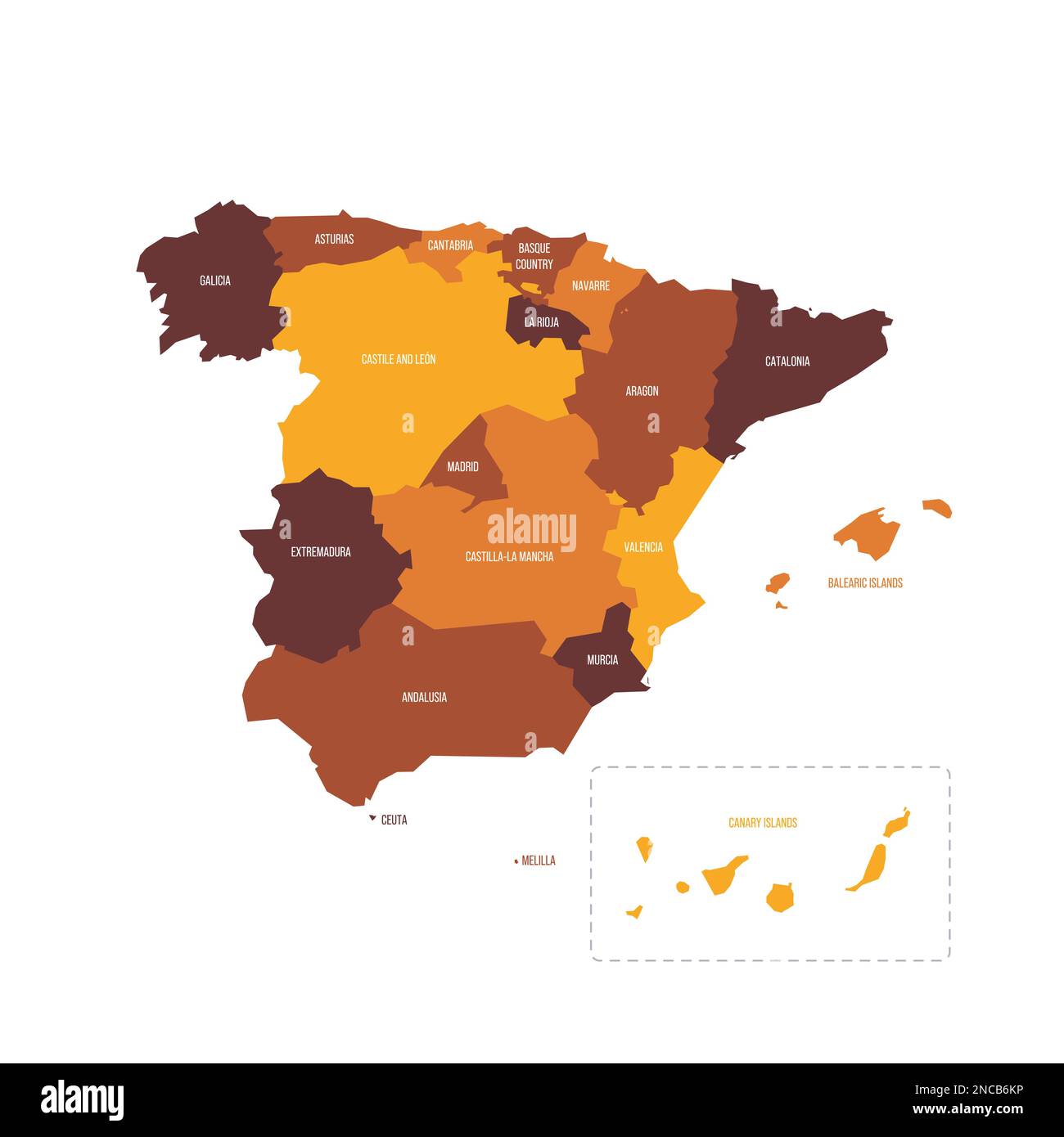 Spain political map of administrative divisions - autonomous communities and autonomous cities ...