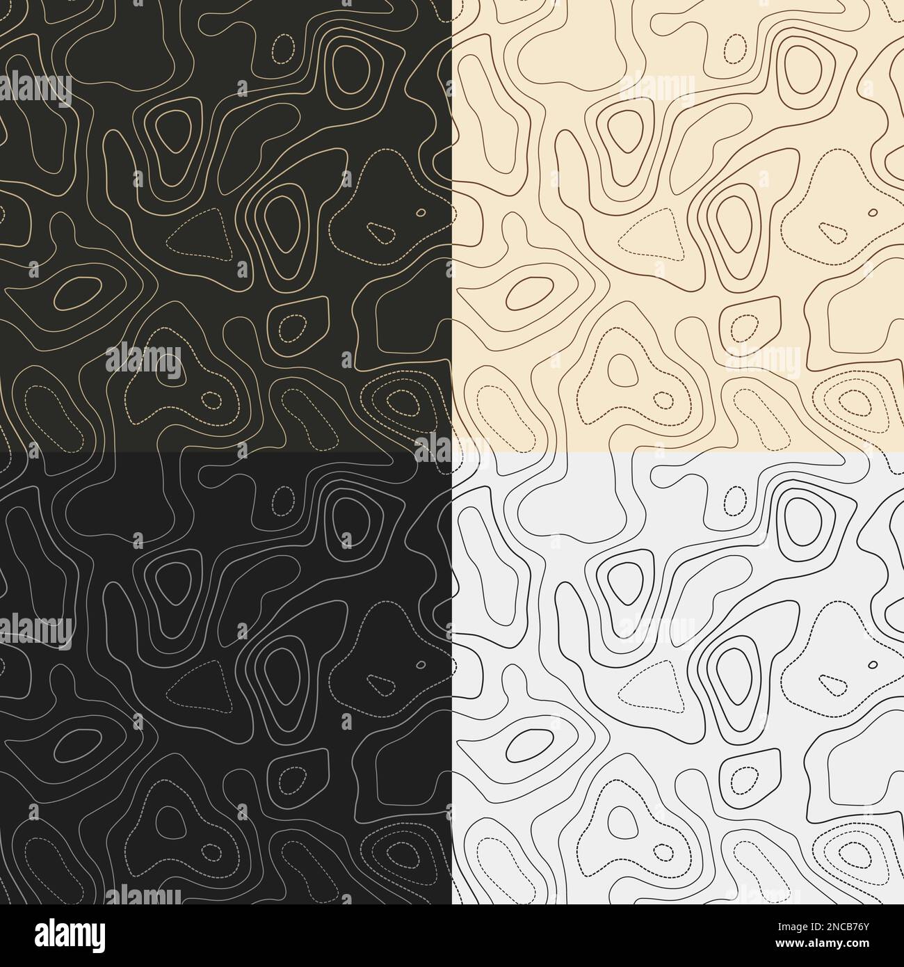 Topography patterns. Seamless elevation map tiles. Amazing isoline ...