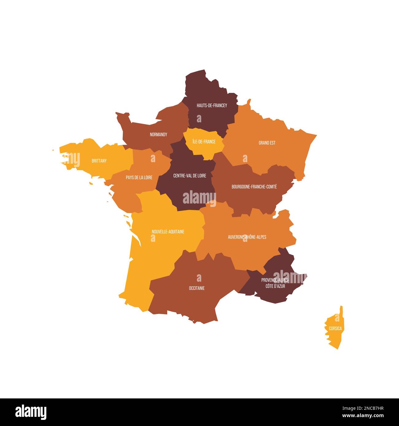 France political map of administrative divisions - regions. Flat vector ...