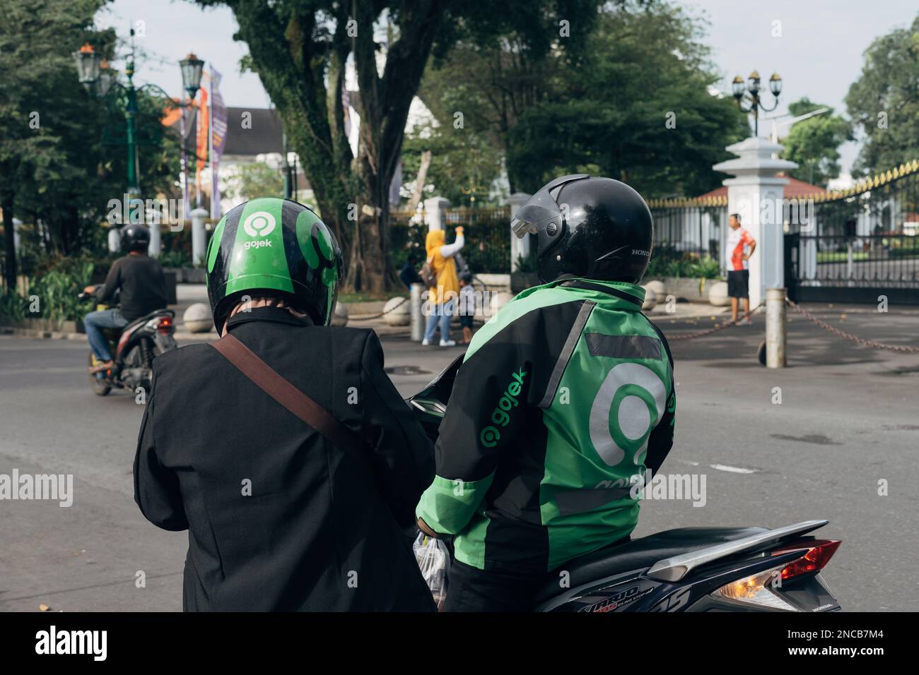 Yogyakarta, Indonesia - Circa 2023: Gojek online motorcycle taxi driver ...