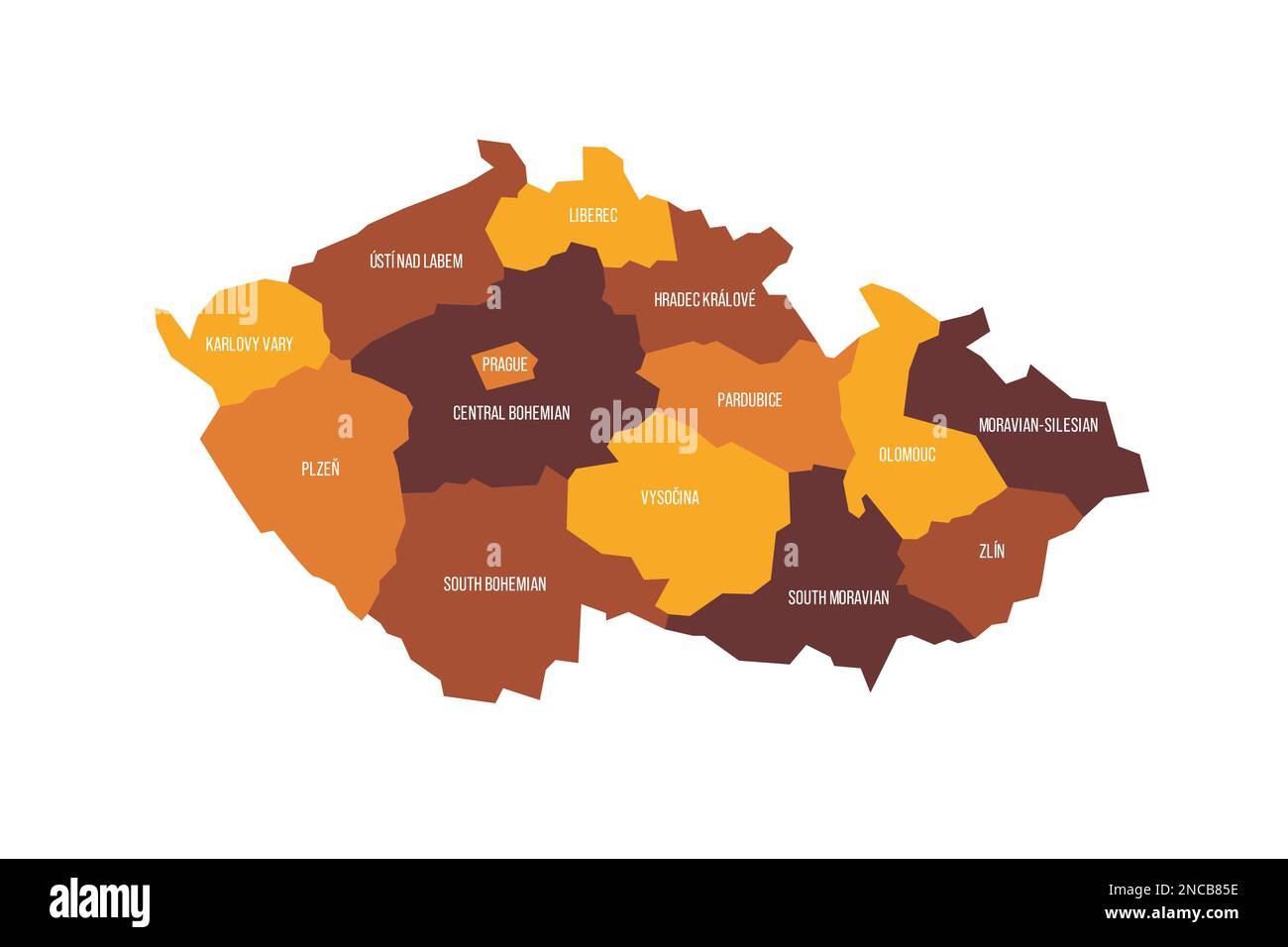 Czech Republic political map of administrative divisions - regions ...