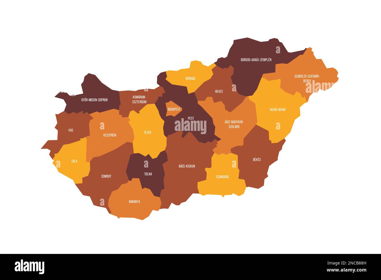 Hungary political map of administrative divisions - counties and ...