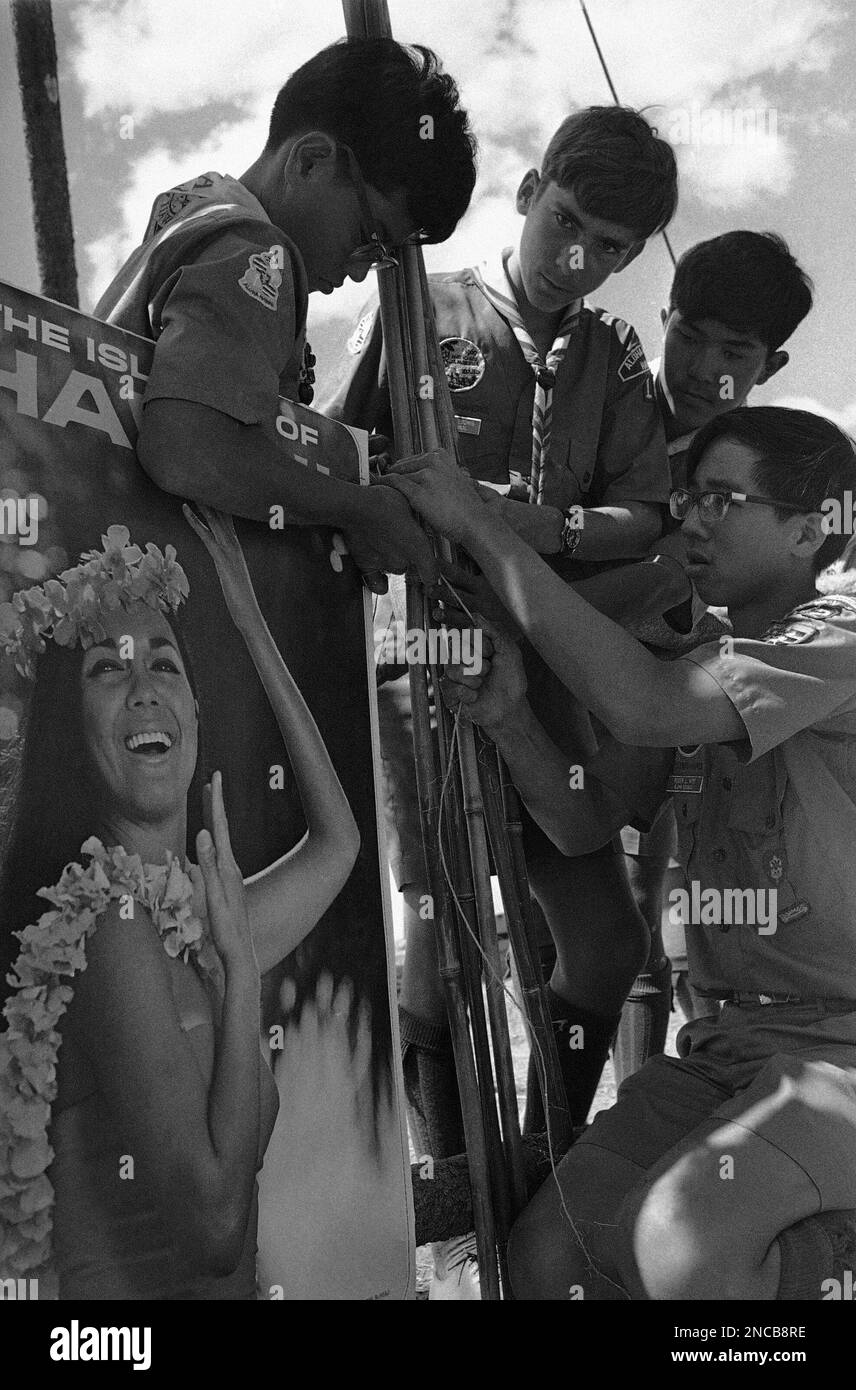 Hawaii Boy Scouts of Troop 12 is shown at the 7th National Jamboree of ...