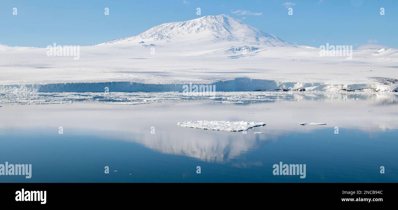 Antarctica, Ross Island. Ross Sea view of Mount Erebus, second-highest ...