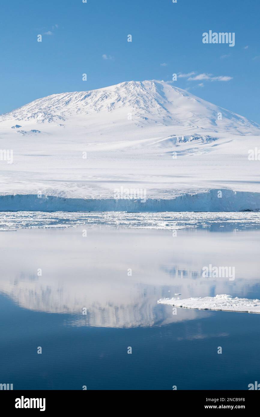 Antarctica, Ross Island. Ross Sea view of Mount Erebus, second-highest ...