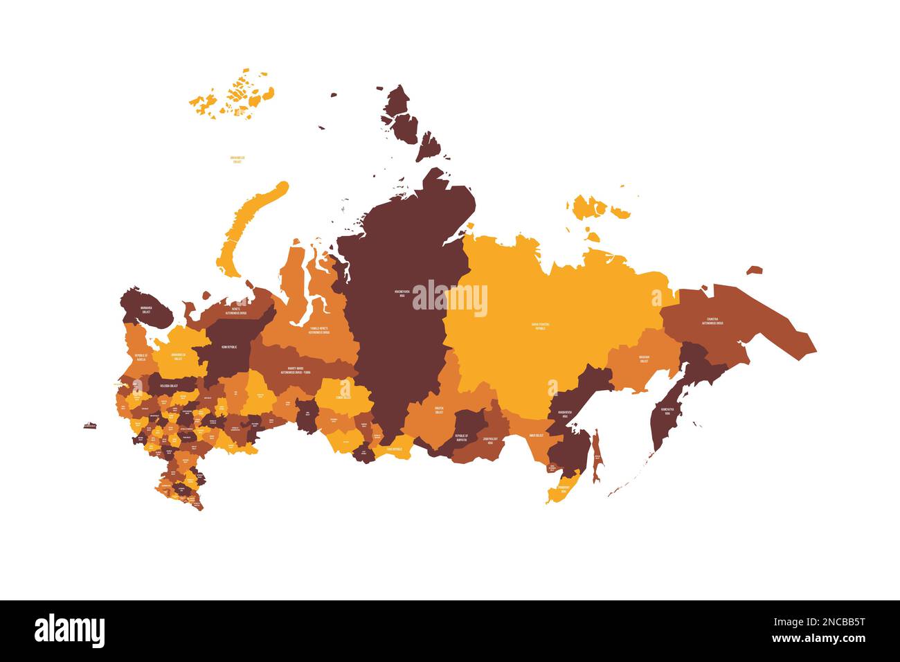 Russia political map of administrative divisions - oblasts, republics ...