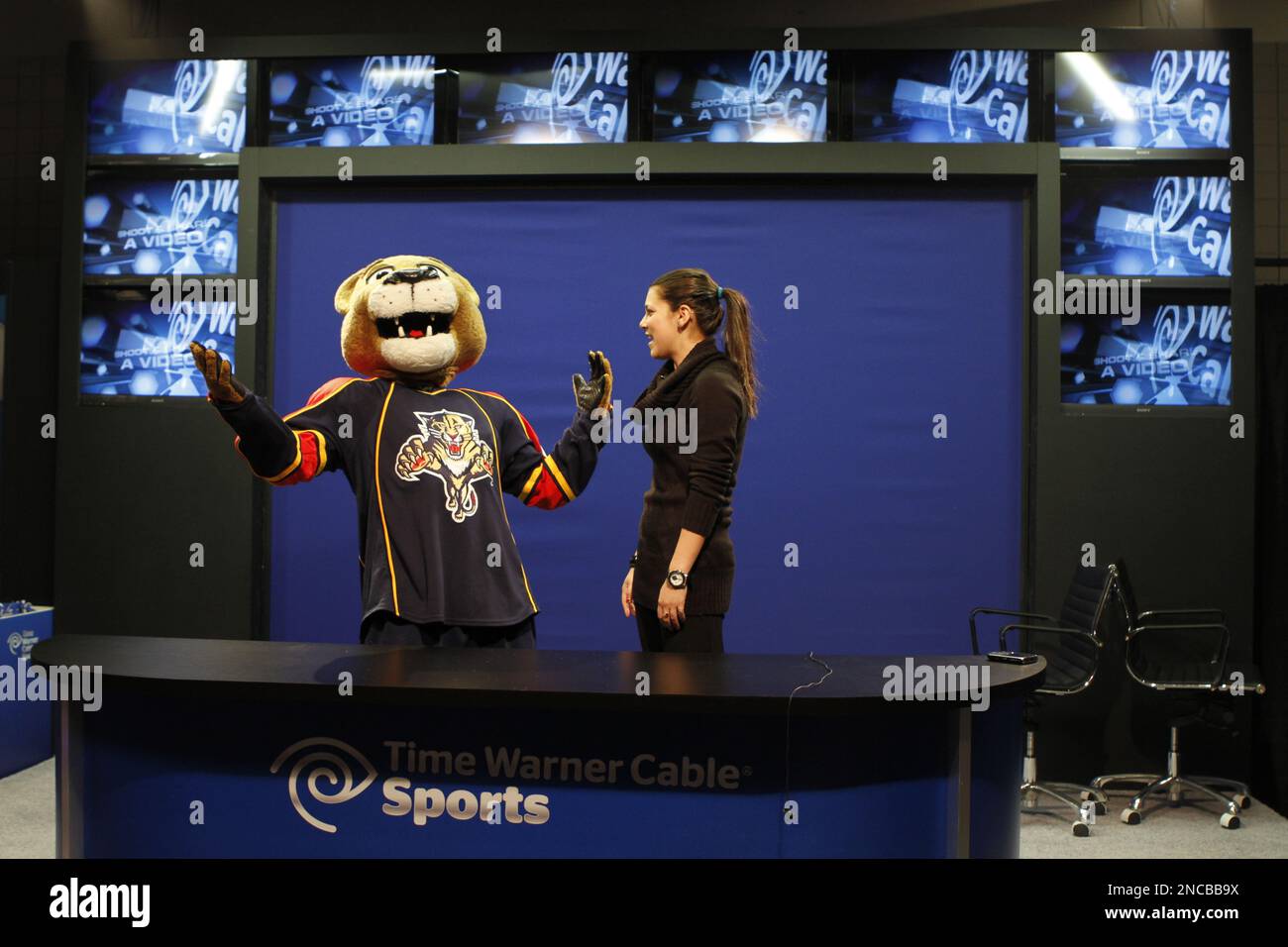 Florida Panthers mascot Stanley C. Panther on the set of Time Warner ...