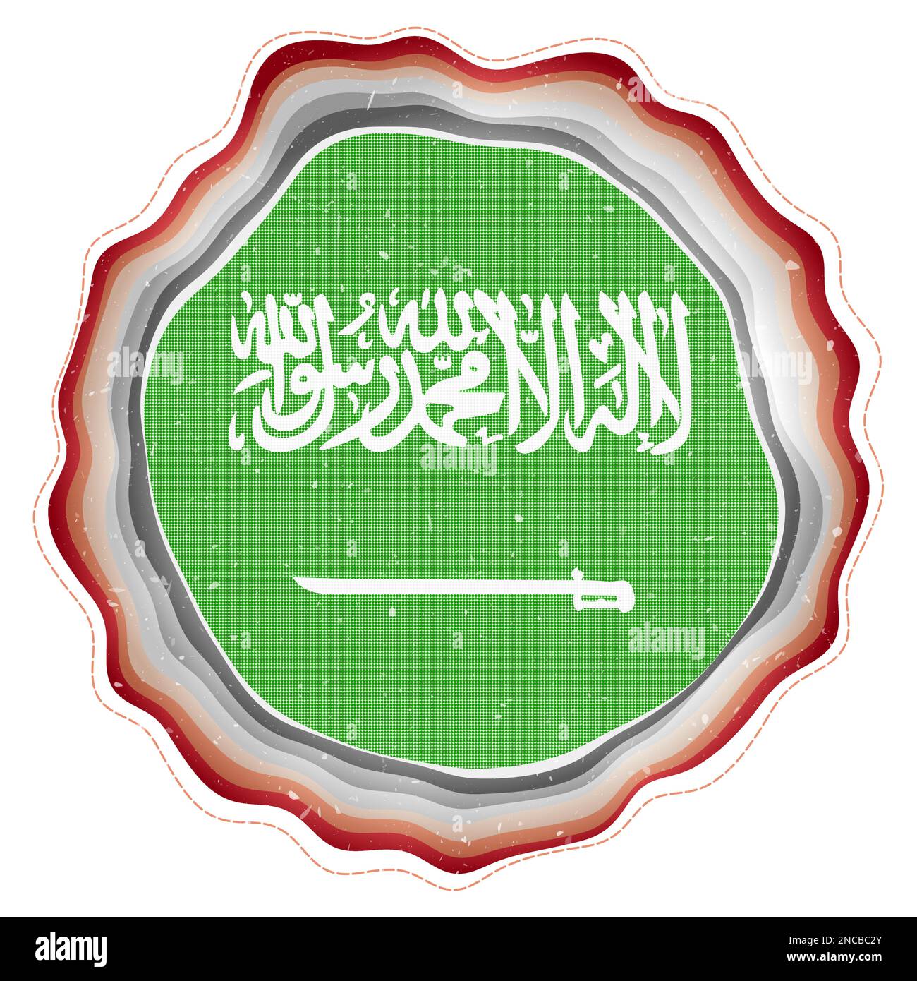 Saudi Arabia flag in frame. Badge of the country. Layered circular sign ...