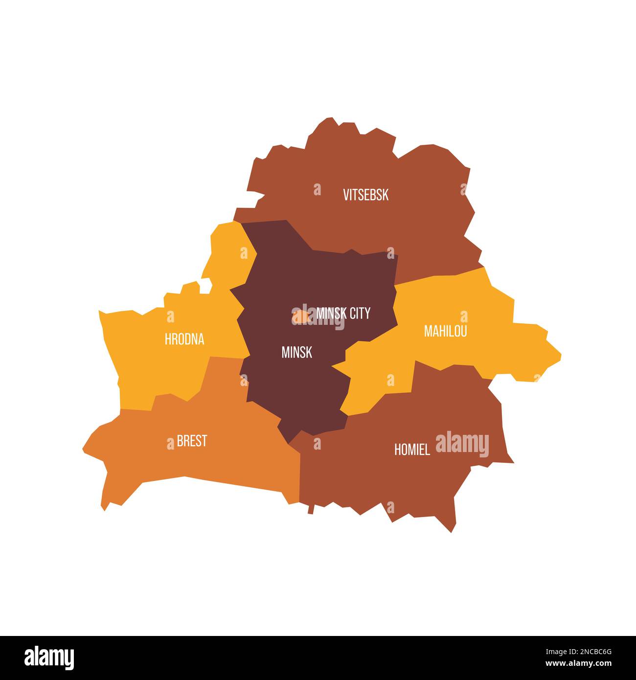 Belarus political map of administrative divisions - regions and one ...