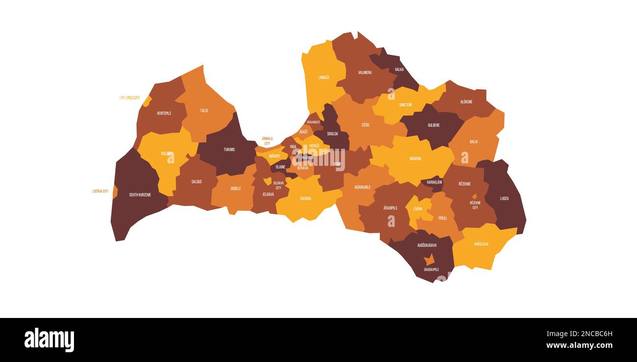 Latvia political map of administrative divisions - municipalities and ...