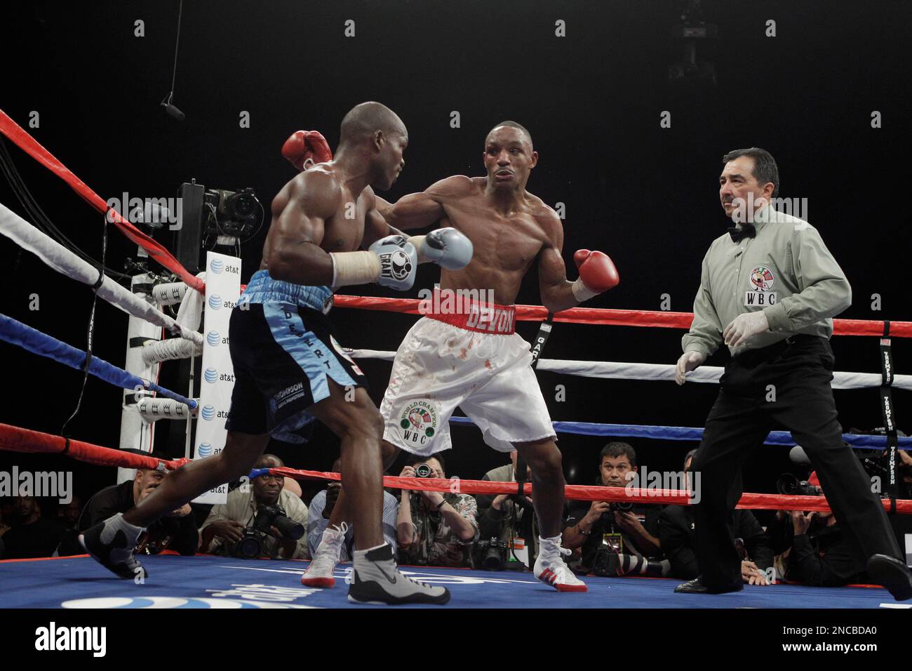 Timothy Bradley, left, and Devon Alexander fight during the WBC/WBO World Championship ...