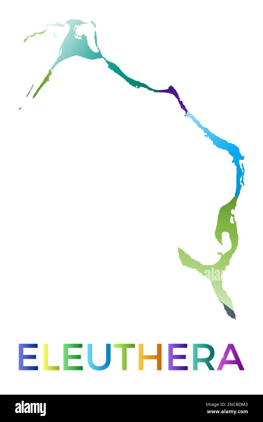 Bright colored Eleuthera shape. Multicolor geometric style island logo ...