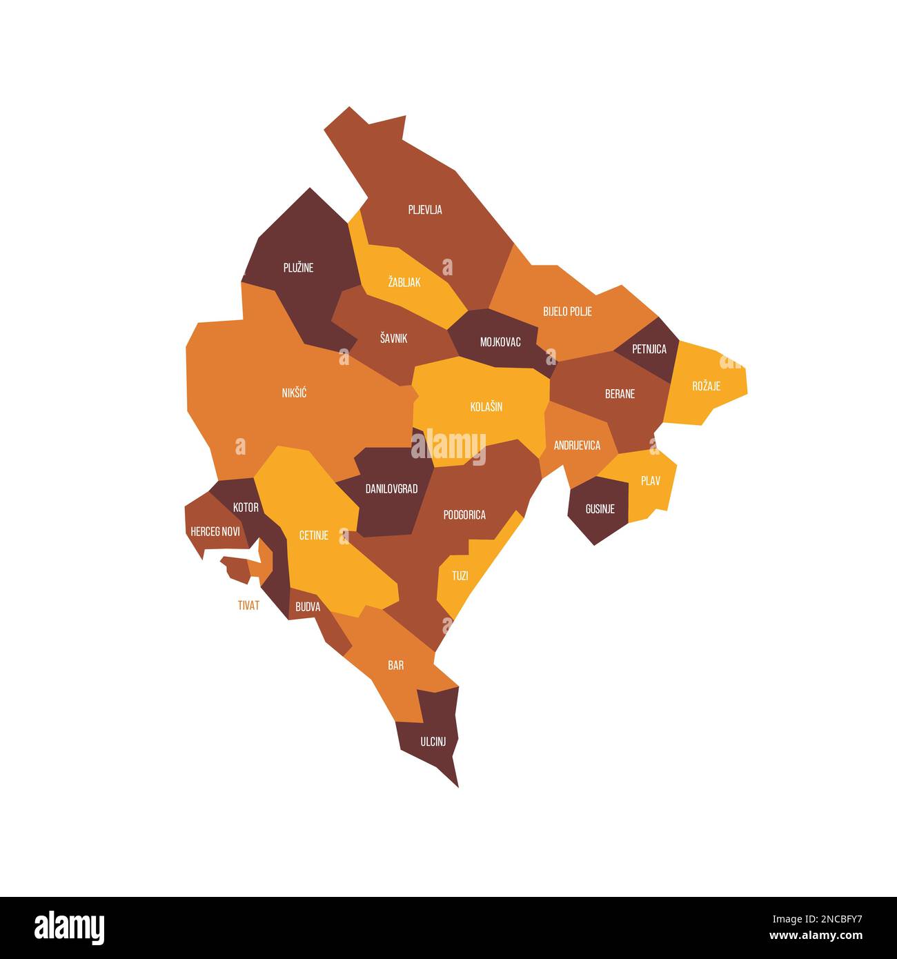 Montenegro political map of administrative divisions - municipalities ...