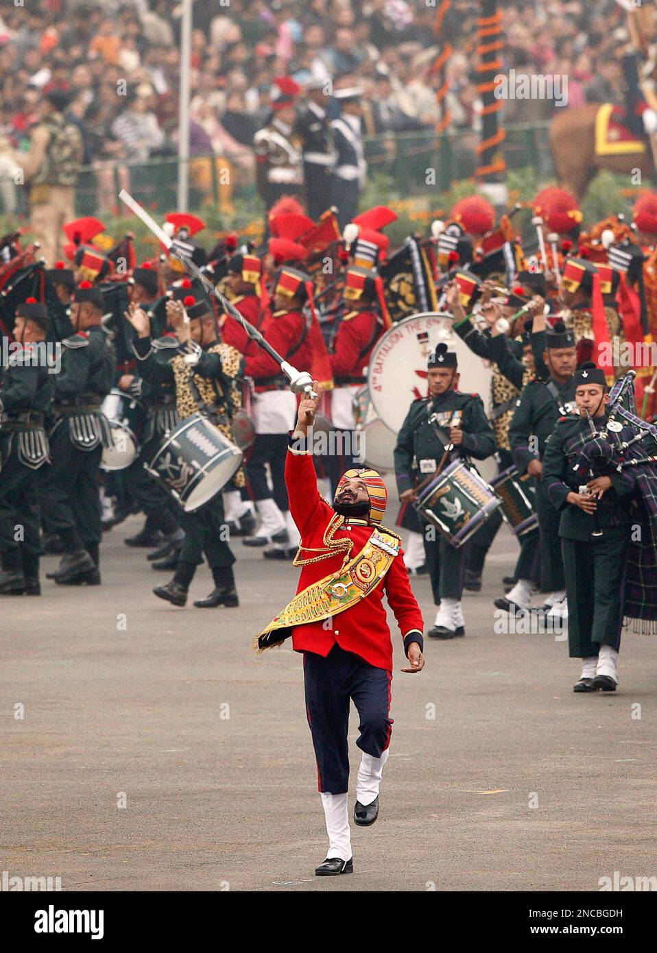 Defense bands perform during the Beating the Retreat ceremony in New ...