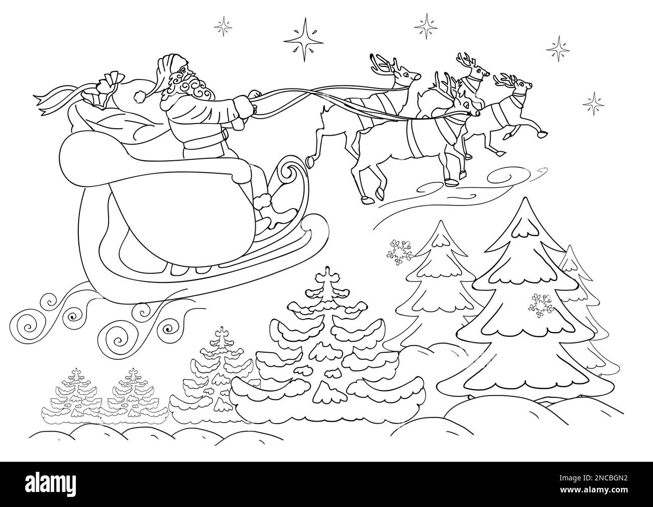 Flying Reindeer Coloring Page