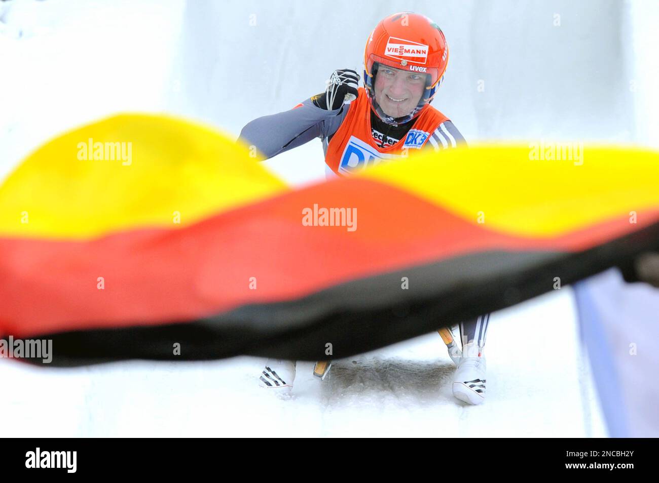 Germany's Tatjana Hufner celebrates in the finish area after winning ...
