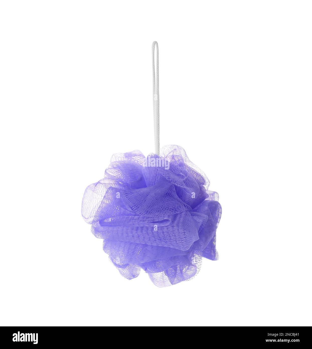 New lilac shower puff isolated on white Stock Photo - Alamy