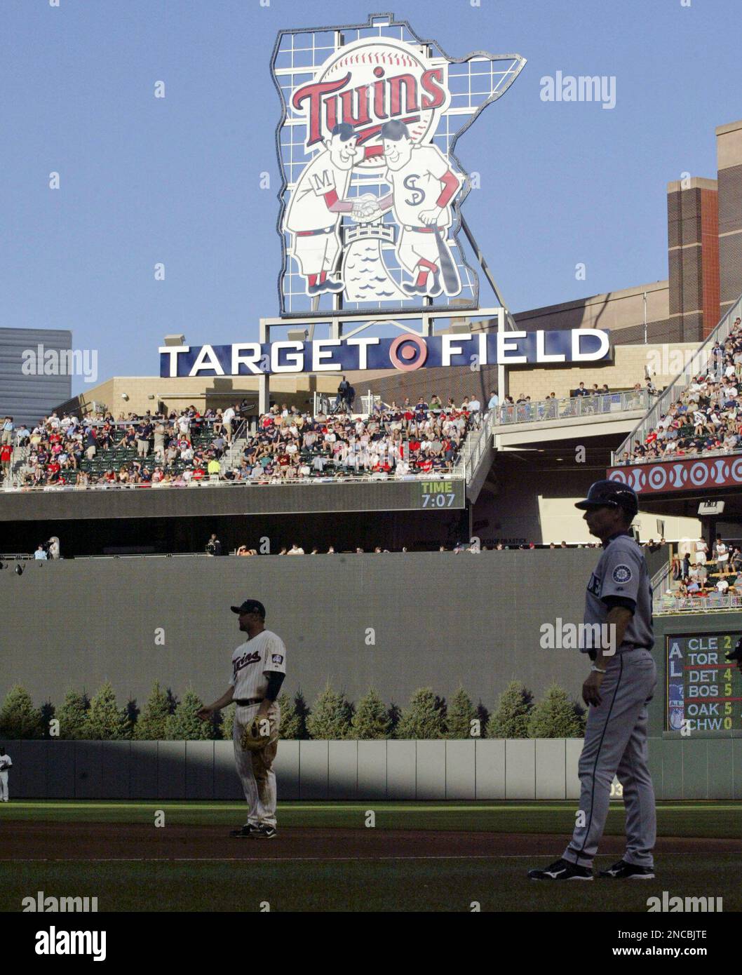 FILE- In this July 31, 2010, file photo, the center field sign Target ...