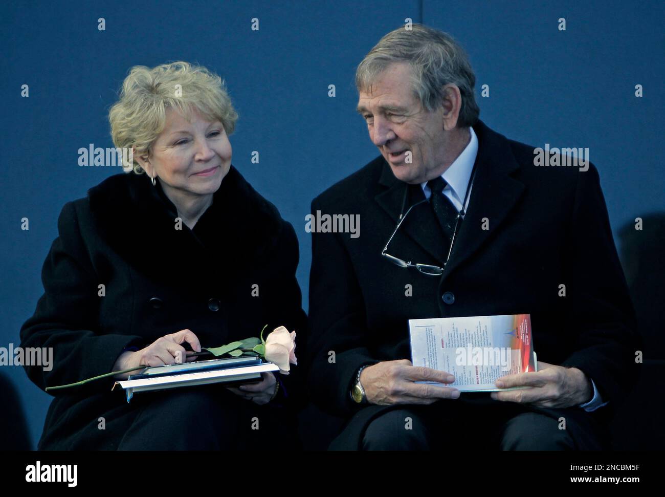 June Scobee Rodgers, left, widow of Dick Scobee, commander of space ...