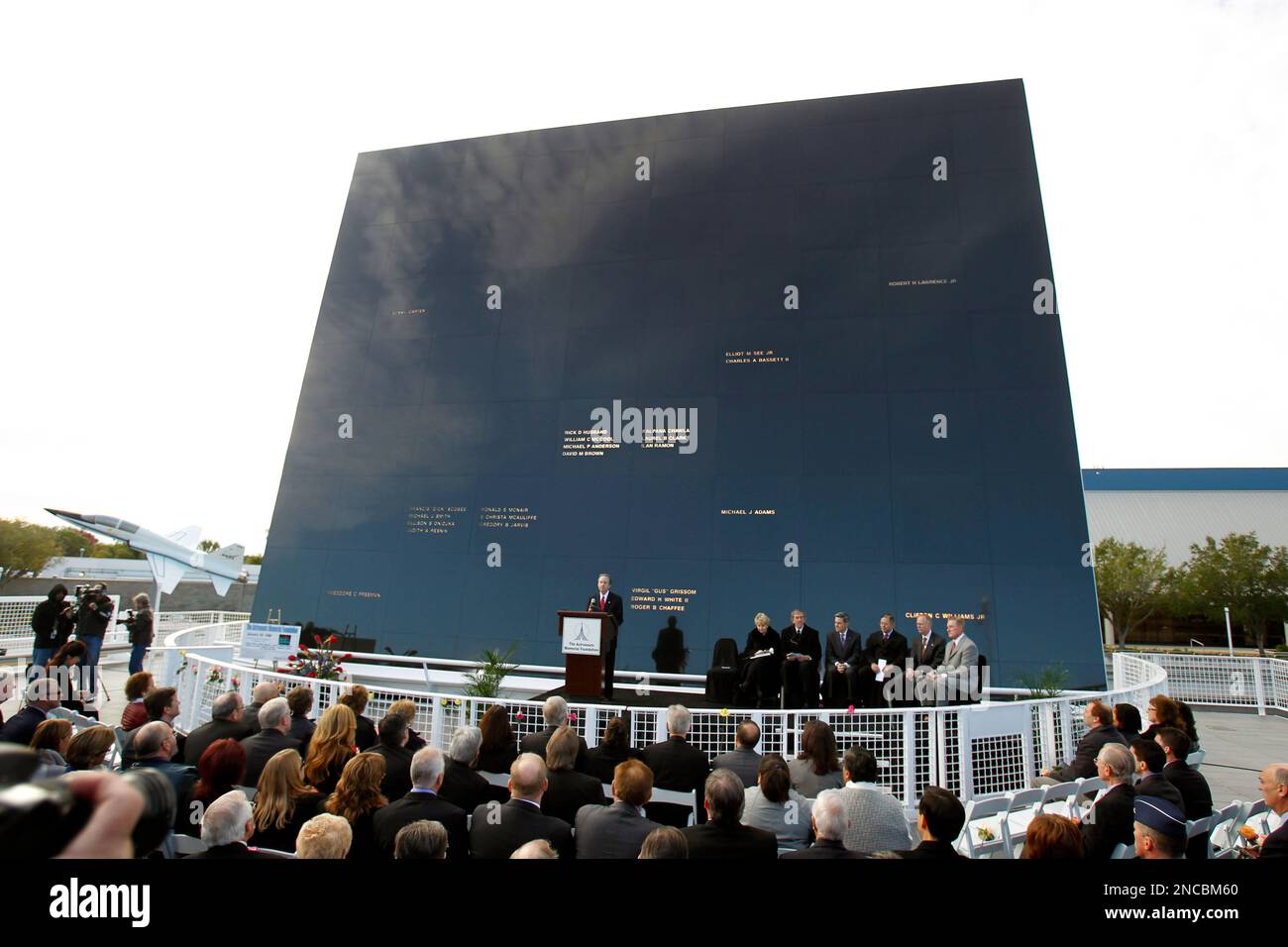 Stephen Feldman, at podium, president and CEO of the Astronauts ...
