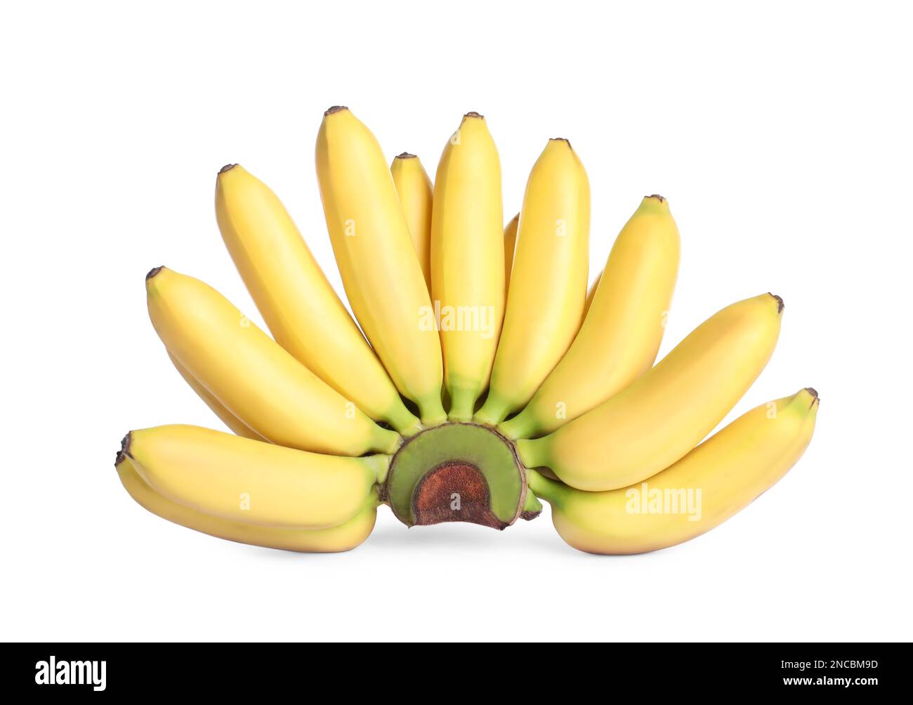 Bunch of ripe mini bananas on white background. Exotic fruit Stock ...