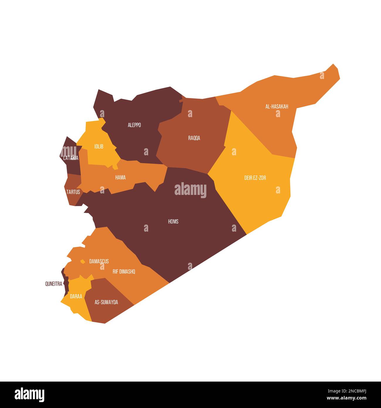 Syria political map of administrative divisions - governorates. Flat ...