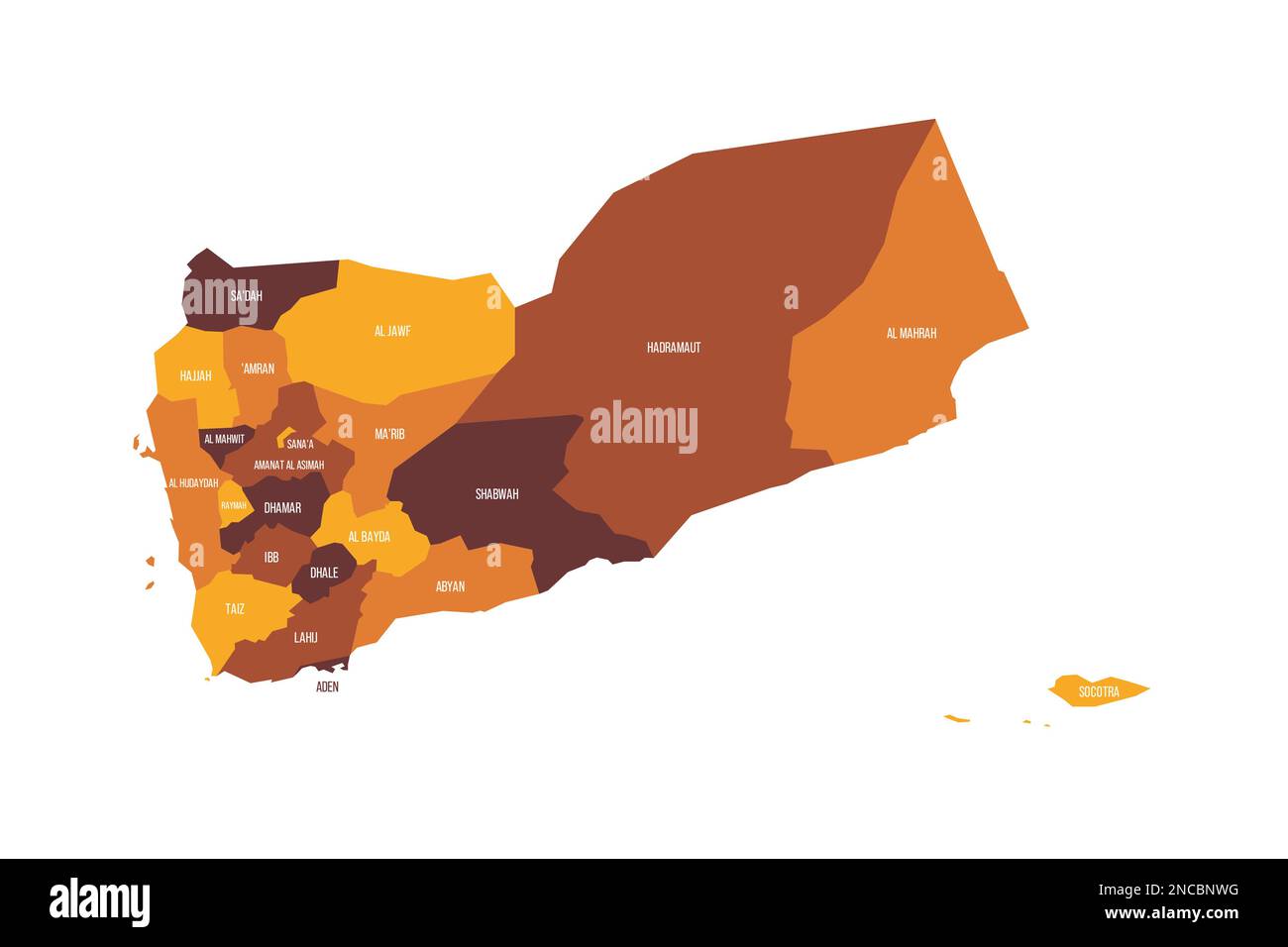 Yemen political map of administrative divisions - governorates and ...