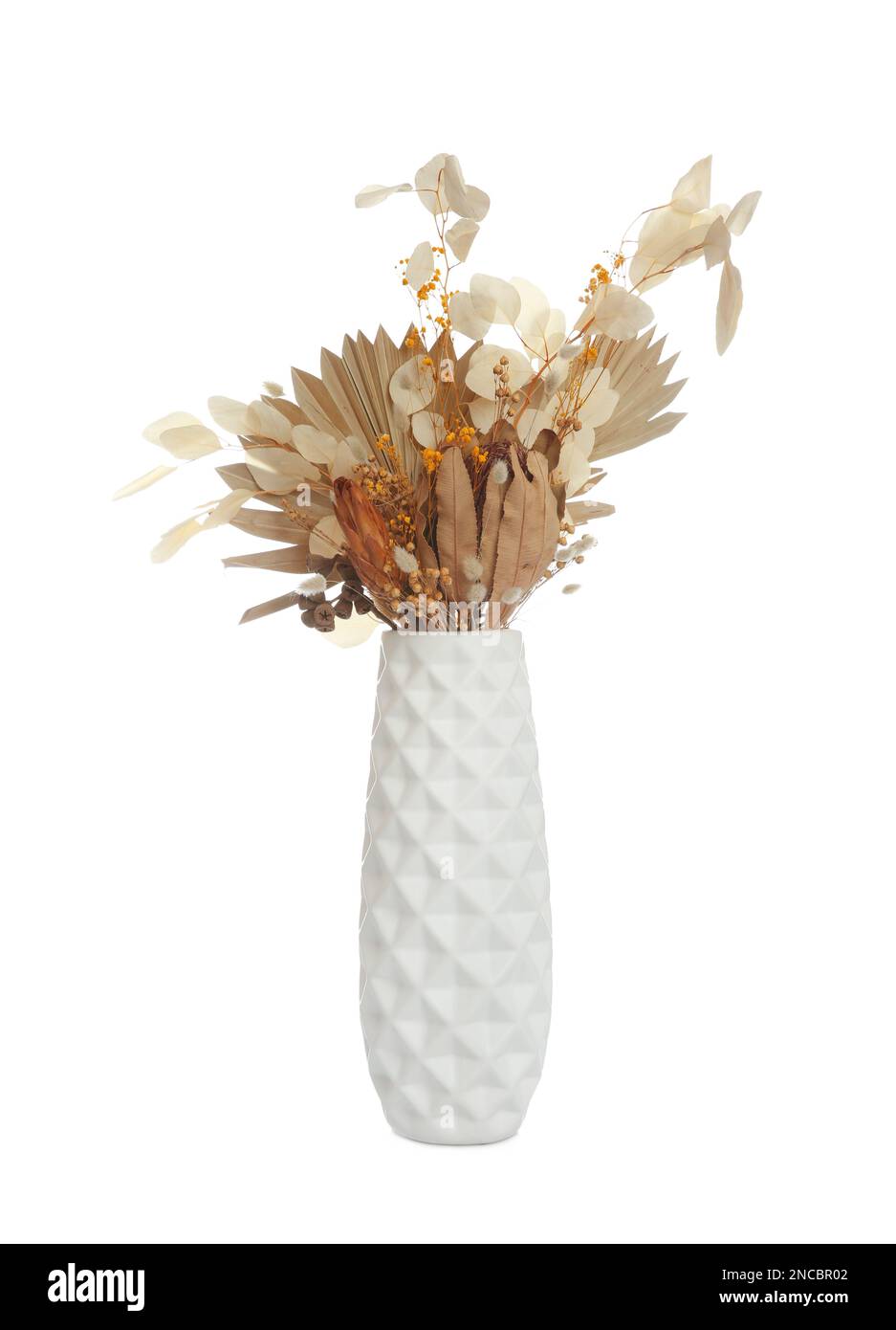 Bouquet of dry flowers and leaves on white background Stock Photo - Alamy