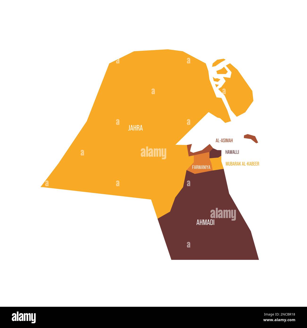 Kuwait political map of administrative divisions - governorates. Flat ...