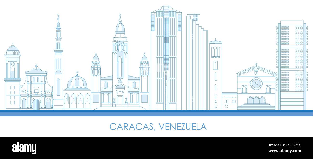 Outline Skyline panorama of city of Caracas, Venezuela - vector ...
