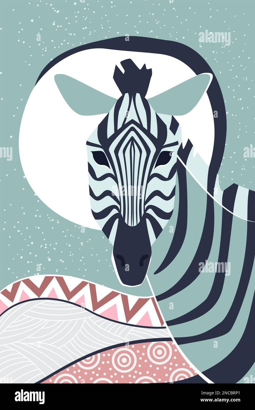 Portrait of african zebra. Wildlife safari fauna, africa animal vector ...