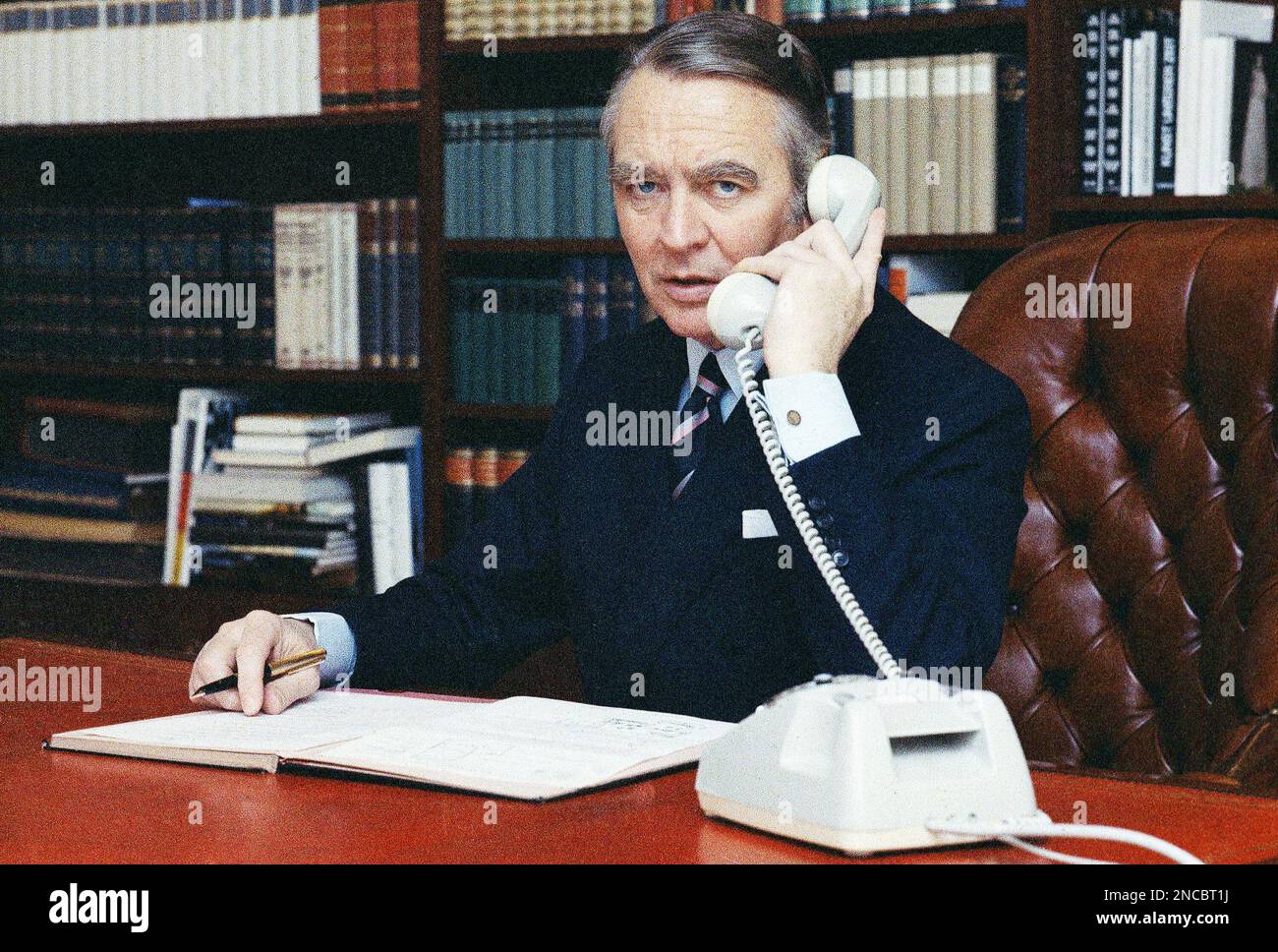 Berthold Beitz, German manager of the Krupp industrial works talks at ...