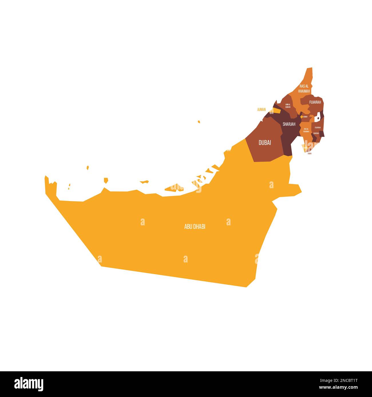 United Arab Emirates political map of administrative divisions ...